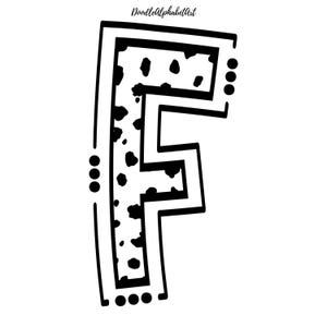 Dalmatian Dots Outlined Doodle Alphabet PNG Bundle, Digital Hand-drawn ...