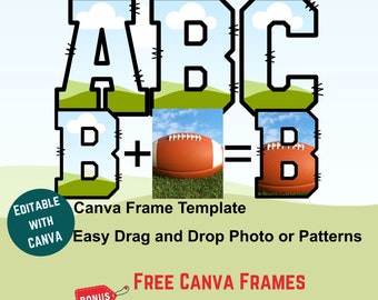 Doodle Varsity Letters Canva Frame Template: Editable Photo Fill ...