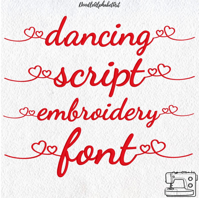 Dancing Script Hearts Stroke Monogram Satin Stitch Alphabet Embroidery ...