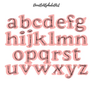 Scribble Doodle Alphabet Letters PNG Bundle 8 Sets, Pastel Color ...