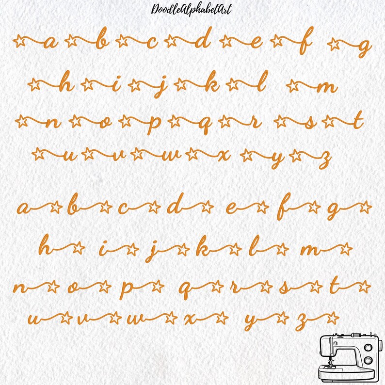 Star Script Satin Stitch Monogram Embroidery Font, Dancing Script BX ...