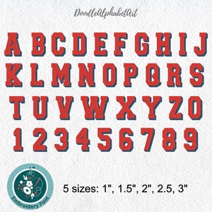 Varsity Block Shadow Embroidery Font: 5 Sizes, 7 Formats (digital ...