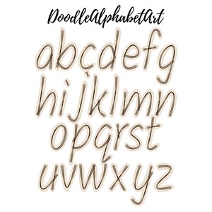 Scribble Letters PNG in 5 Colors, Cream Coffee Color Palette, Hand ...