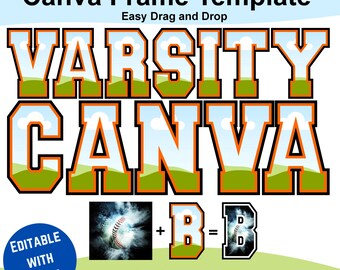 Doodle Varsity Letters Canva Frame Template: Editable Photo Fill ...