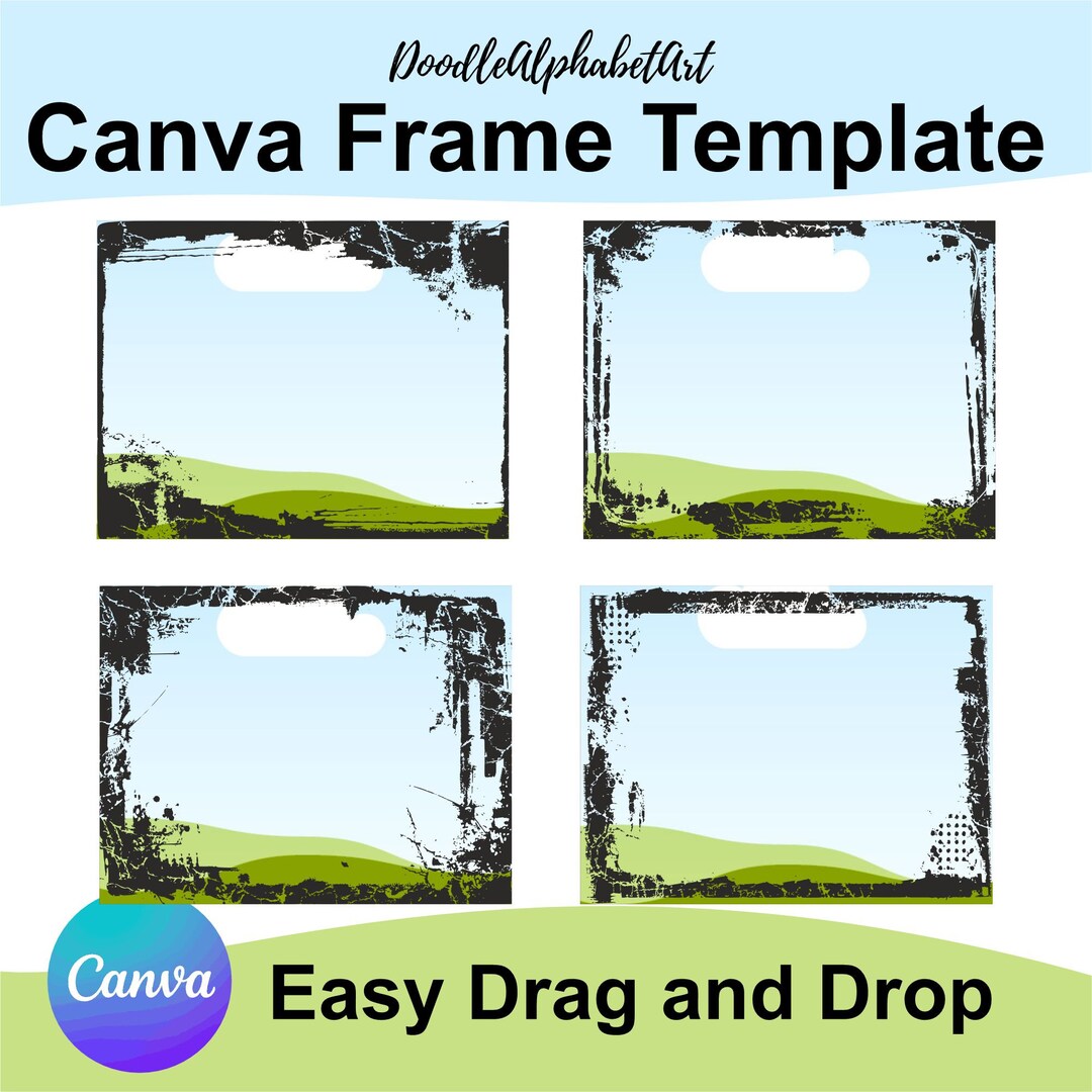 CANVA Grunge Frame, Grunge Distressed Border, Editable Canva Frames ...