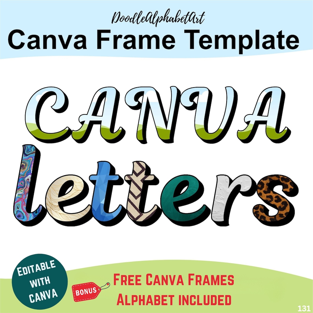 Editable Canva Frame Letters With Modern Calligraphy Font & Block ...