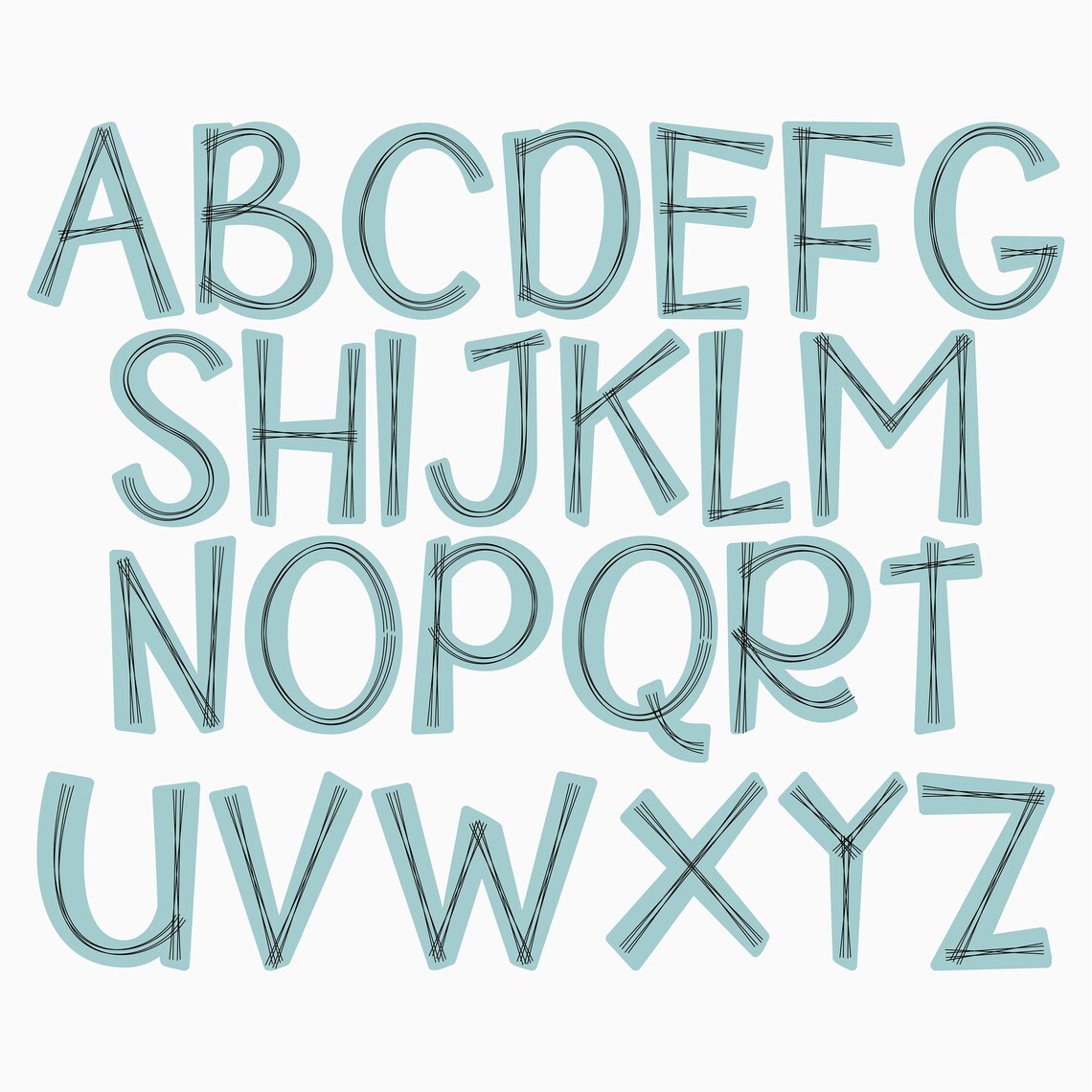 Scribble Letters Png in 5 COLORS Boho Doodle Alphabet Digital - Etsy
