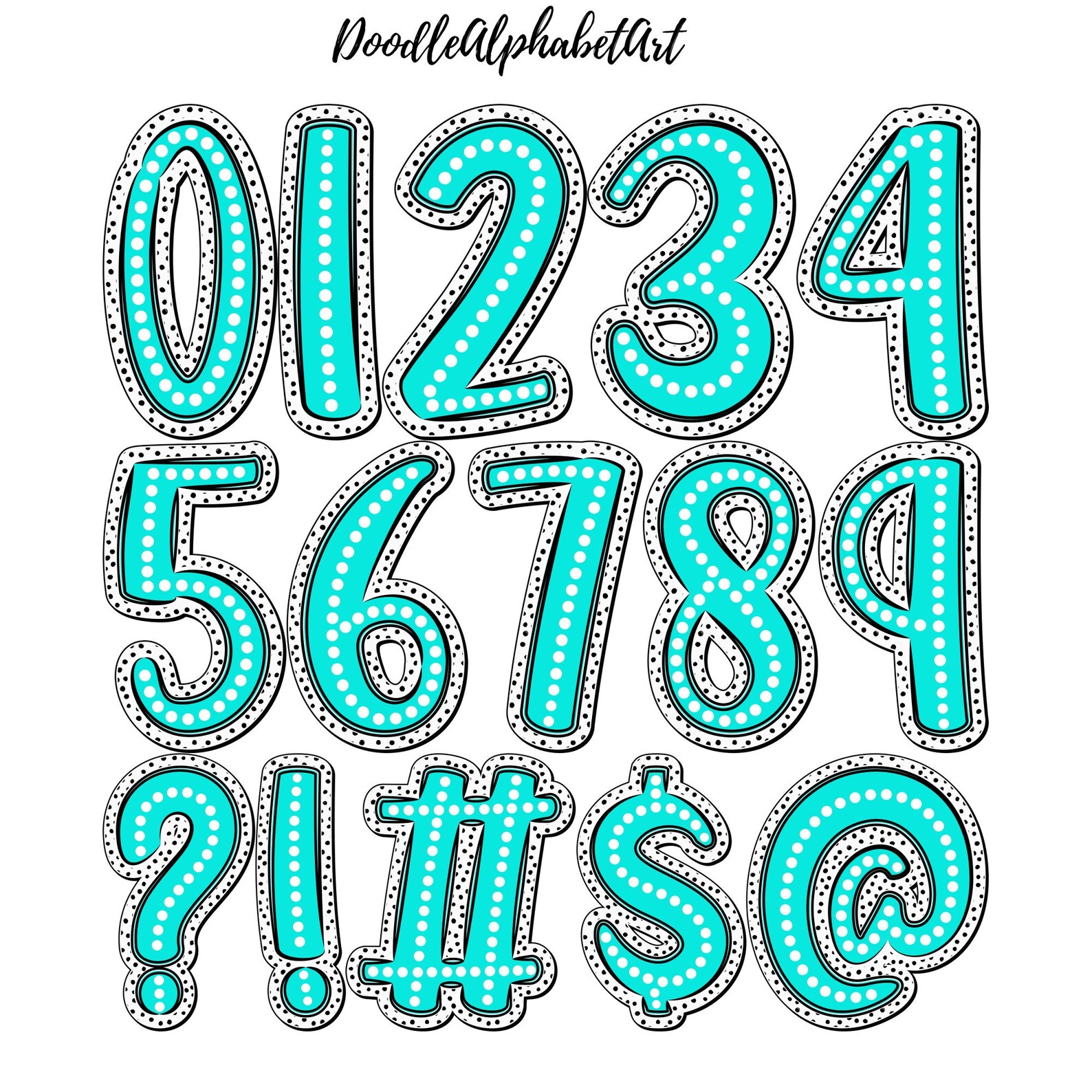 Dalmatian Spots Alphabet PNG Bundle: Doodle Polka Dot Letters (digital ...