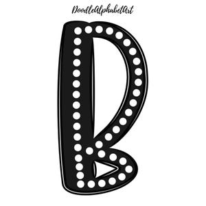 Halloween Doodle Dots Letters PNG Bundle, 5 Alpha Sets, Halloween ...