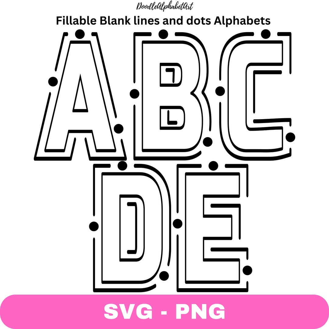 Doodle Alphabet SVG PNG: Fillable Letters for Cricut, Silhouette ...