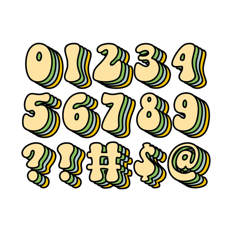 Doodle Retro Alpha PNG. Groovy Alphabet Letters Clipart, Creamy-yellow ...