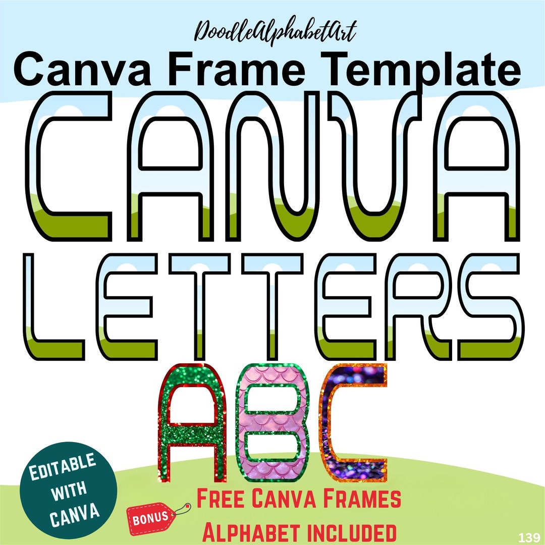 Canva Frames Alphabet Letters, Wide Geometric Font, Two Frames to Fill ...