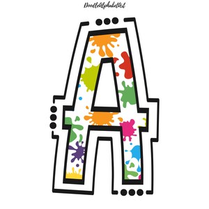 Paint Splatter Doodle Alphabet PNG: Hand-drawn Letters (digital ...