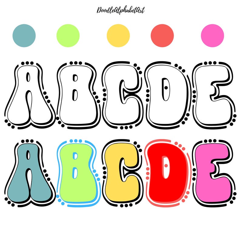 Groovy Doodle Alphabet SVG PNG: Retro Lines and Dots Letters (digital ...
