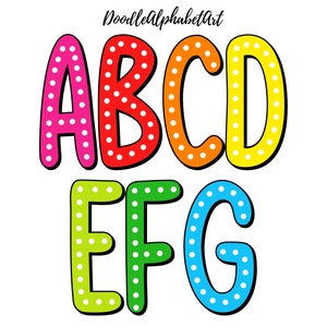 Tropical Leaf Alphabet PNG Bundle: Bright Polka Dot Letters (digital ...