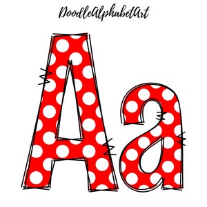 Red Polka Dot Doodle Alphabet PNG Bundle, Uppercase & Lowercase Letters ...