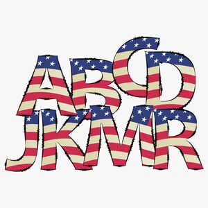 USA Alphabet Digital Letters PNG Patriotic Bundle, American Flag Hand ...