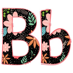 Floral Alphabet PNG, Spring Floral Letters PNG, Roses Floral Doodle ...