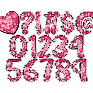 Valentine Hearts Digital Alphabet PNG. Hand Drawn Doodle Letters PNG ...