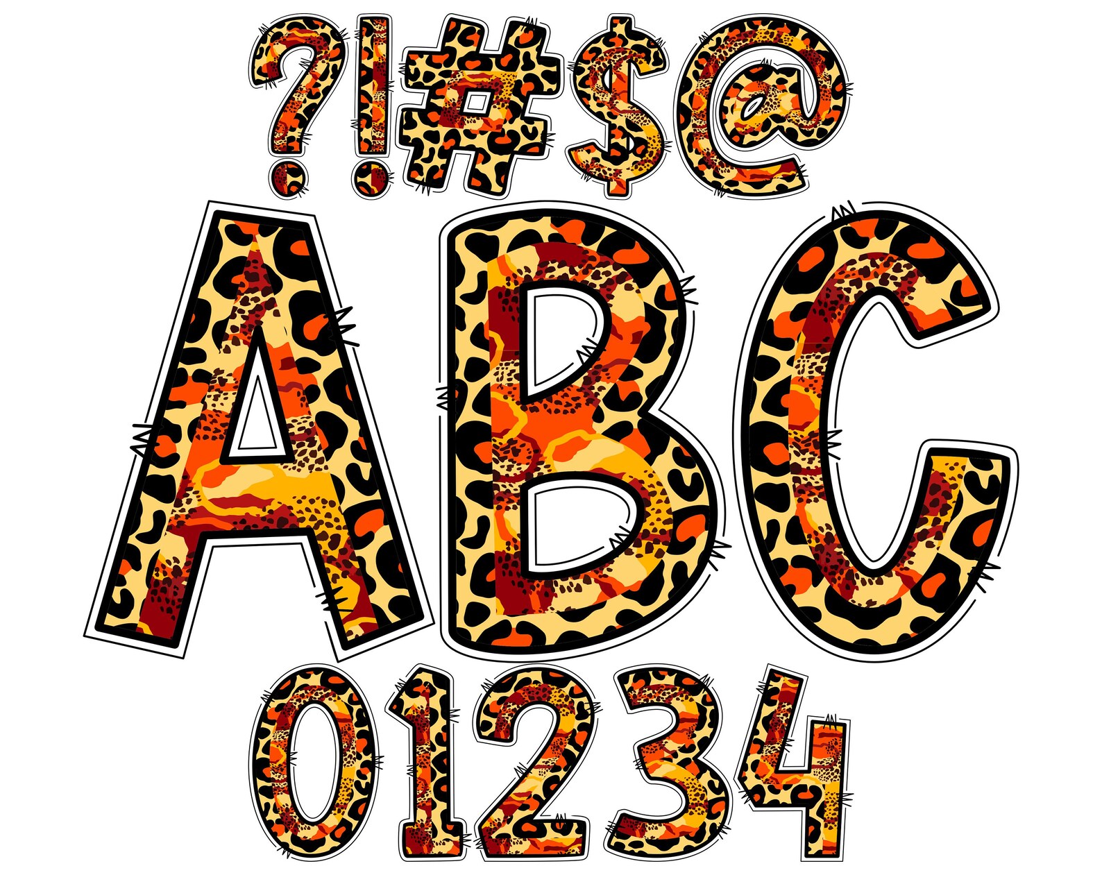 Half Leopard Digital Doodle Alphabet Letters PNG Mixed With - Etsy