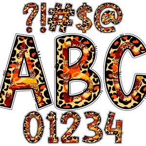 Half Leopard Digital Doodle Alphabet Letters PNG Mixed With Tribal ...