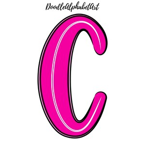 White Double Line Doodle Letters PNG Bundle, Black Double Outline ...