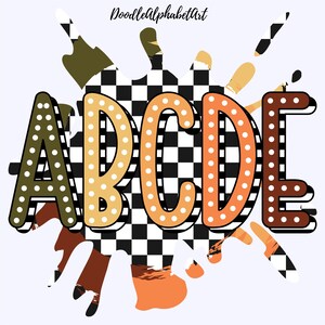 Dots Letters & Backgrounds, Checkerboard Alphabet PNG Bundle, Fall ...