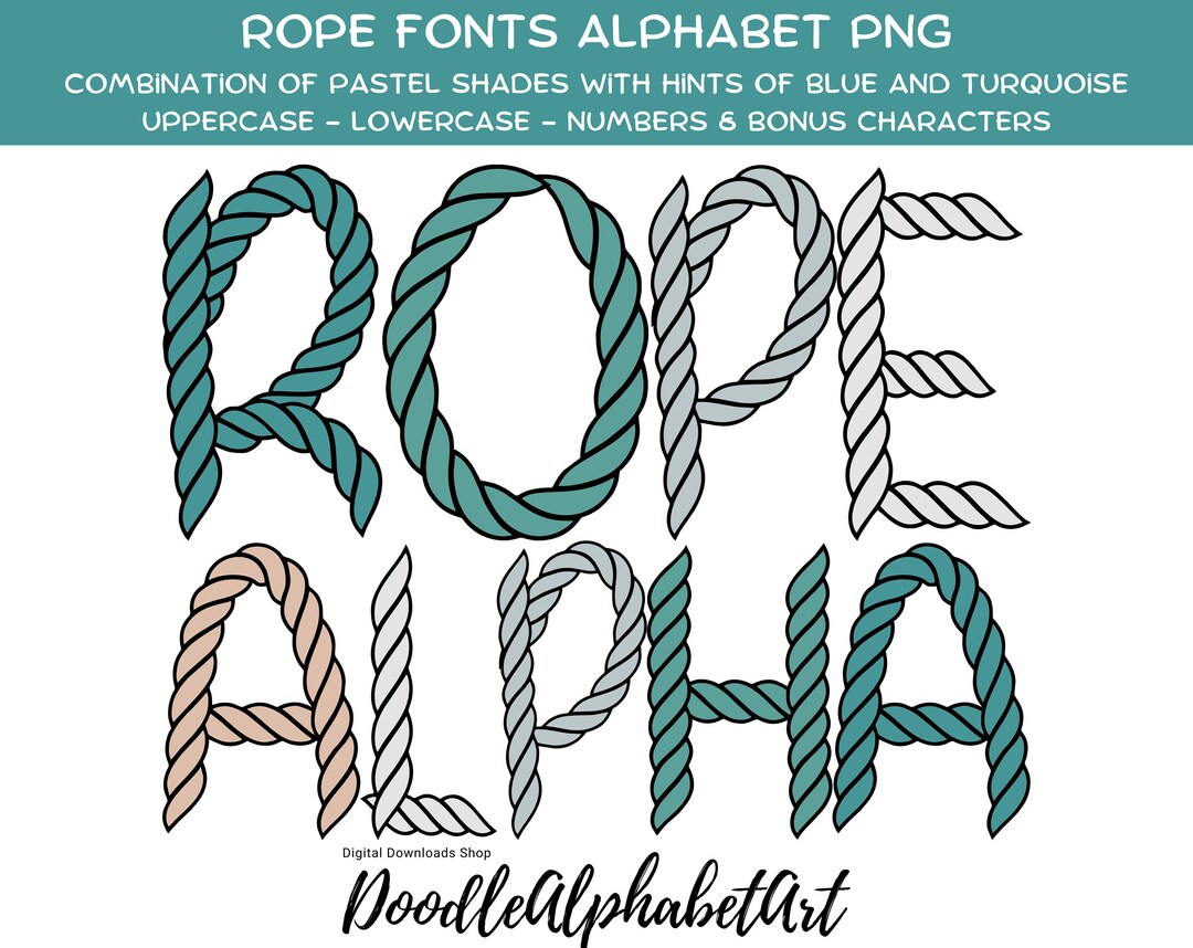 Rope Fonts Alphabet PNG, Combination of Pastel Shades With Hints of ...
