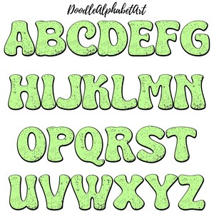 Grunge Retro Groovy Font, Letter PNG Bundle, Distressed Font in Easter ...