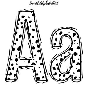 Dot Dalmatian Letters PNG Bundle, Handwritten Doodle Alphabet Letters ...