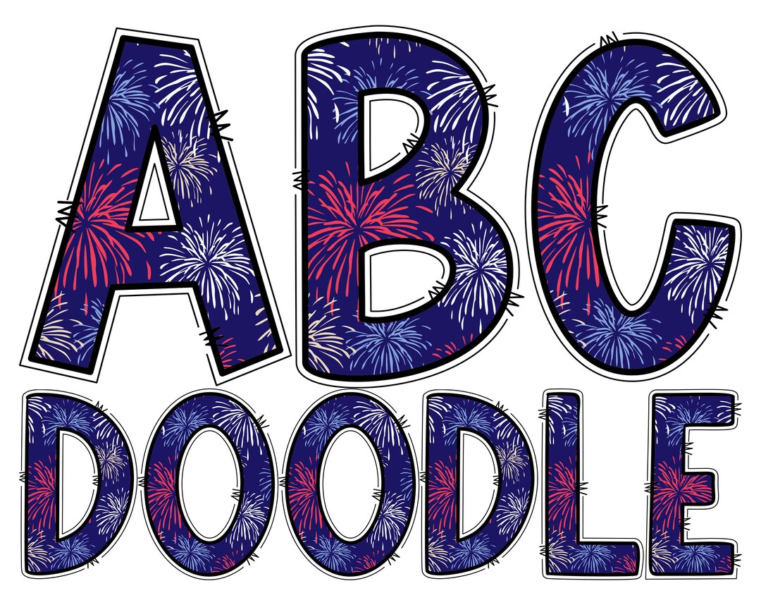 Fireworks Doodle Digital Alphabet Letters PNG, Hand Drawn Digital ...