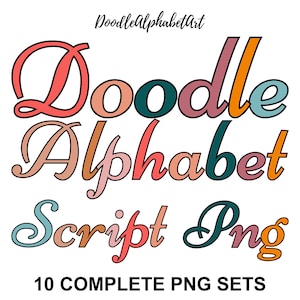 Boho Script Font Doodle Alphabet PNG Bundle - Boho Earthy Tones ...