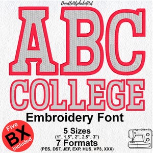 College Block Embroidery Font: Satin Border, Sport Athletic (digital ...