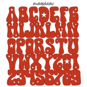Red & Blue Groovy Alphabet PNG Set, 27 Patriotic USA Flag Cliparts ...