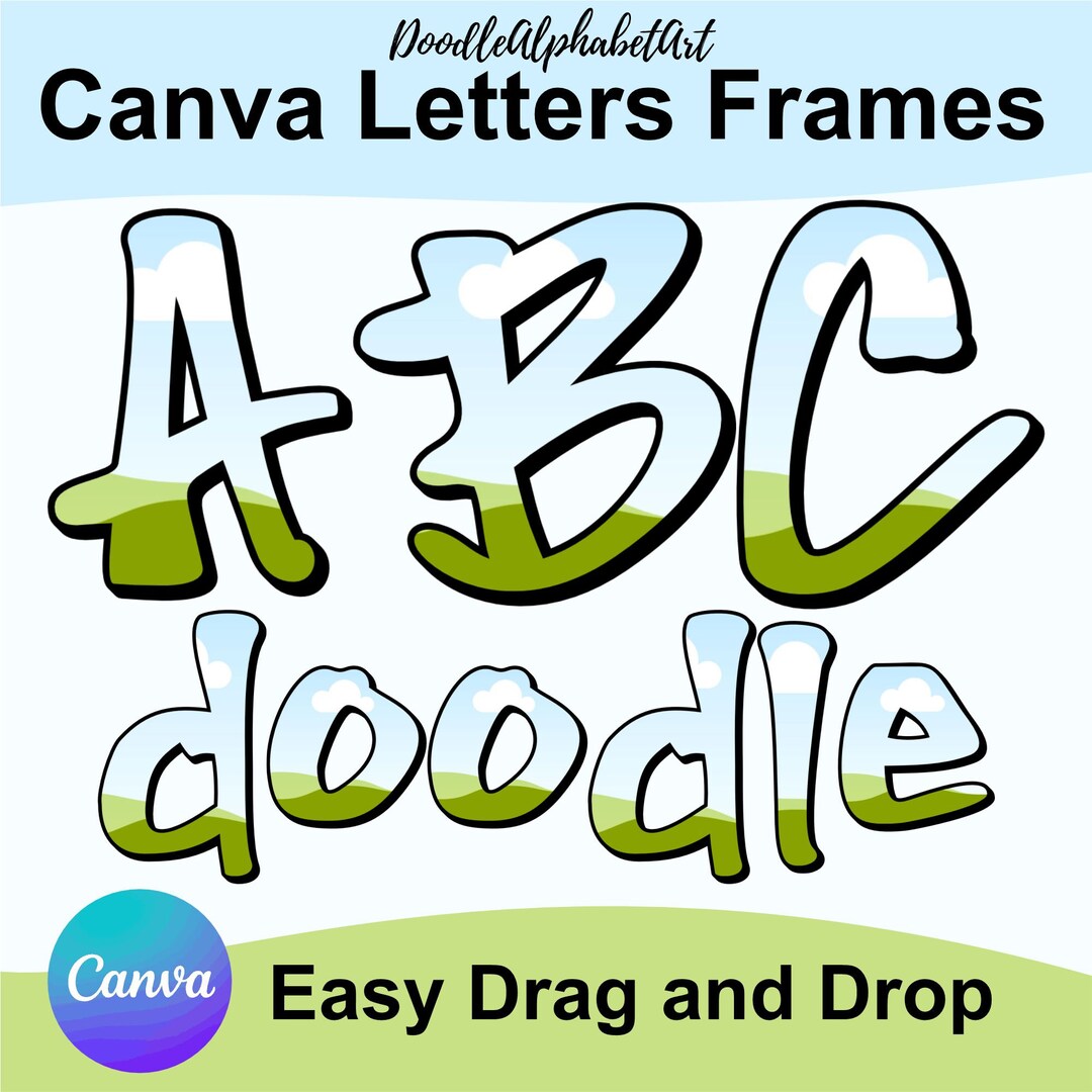 Canva Frames Letters Hand Painted Font Bundle, Paint Brush Font, Hand ...