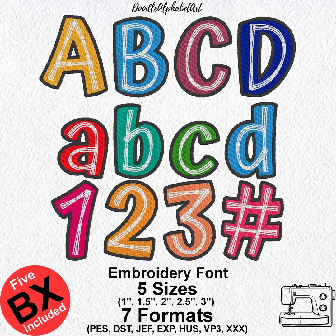Scribble Embroidery Font: Satin Stitch BX Files (digital Download) - Etsy