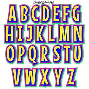 Funky Comic Letter PNG Bundle: Doodle Alphabet Art (digital Download ...