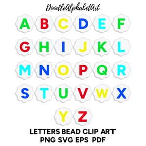 Neon Colors Alphabet Beads Clipart Bundle, 5 Colorful Flower Clipart ...