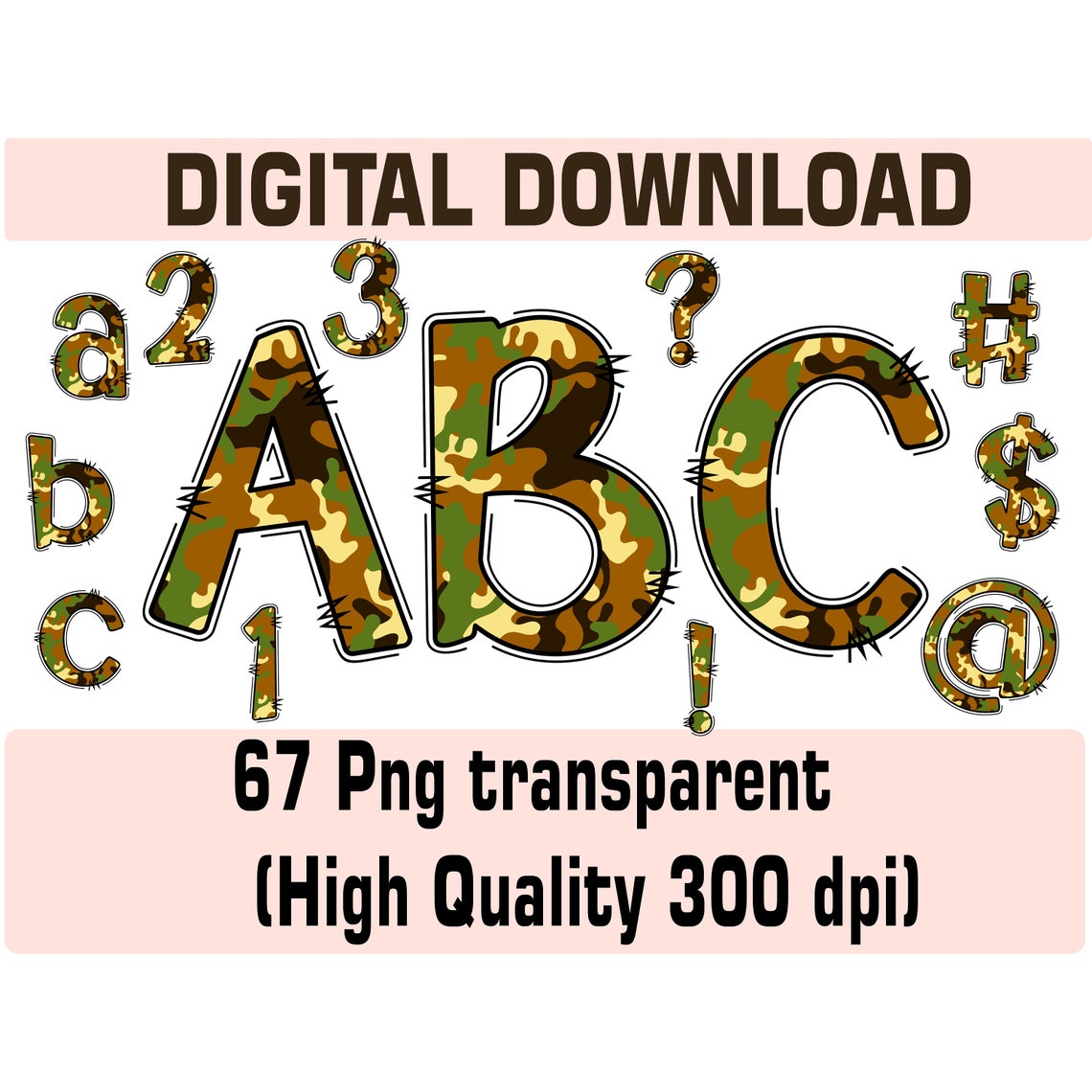 Camo Doodle Alphabet Letters PNG Bundle Sublimation Designs - Etsy