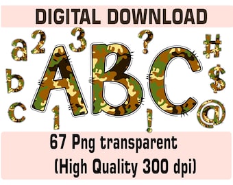 Camo Alphabet Letters PNG Bundle, Military Camouflage Png, Army Letters ...