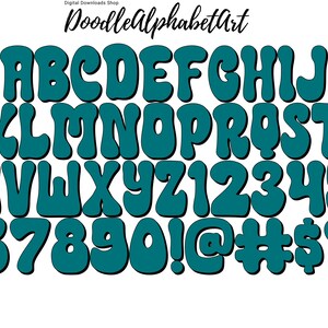 Boho Retro Alphabet Set Letters Png in 6 Colors, Boho Retro Doodle ...
