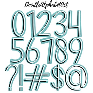 Black and White Center Line Doodle Alphabet Letters PNG Bundle, Boho ...