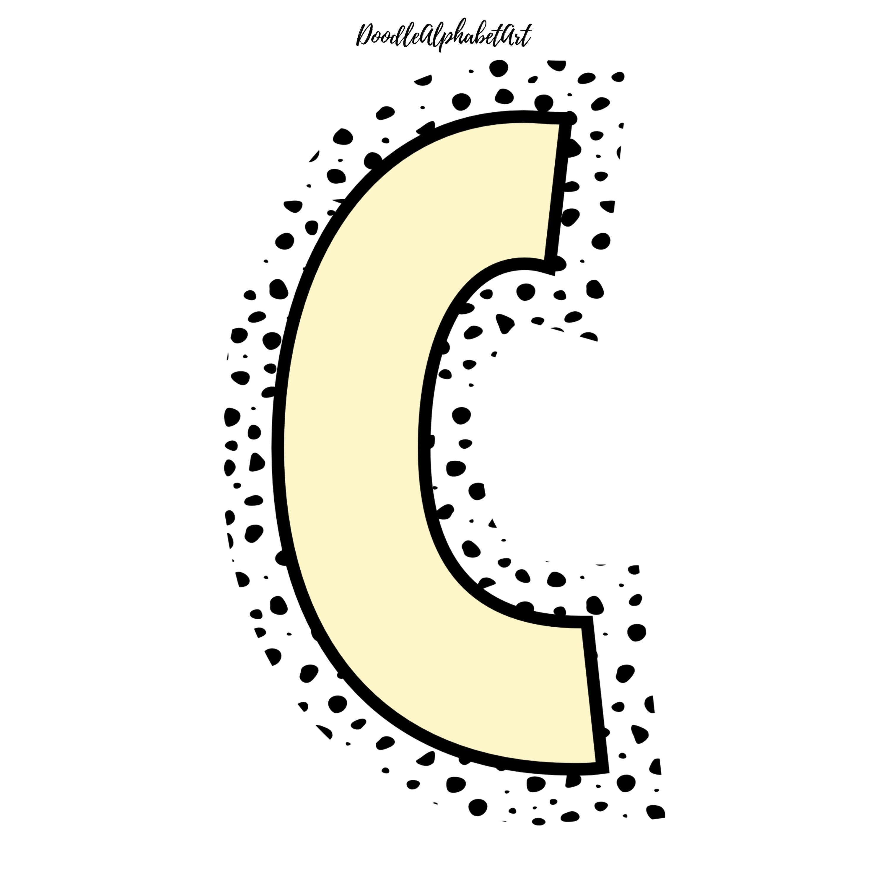 Pastel Doodle Alphabet PNG: Dalmatian Dots Outline (digital Download ...