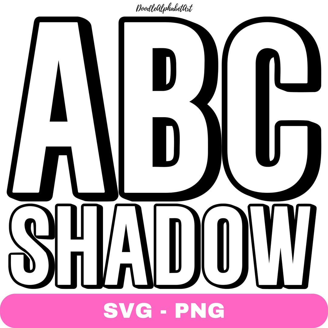 Block Shadow Alphabet SVG PNG Bundle: Fillable Sports Letters (digital ...