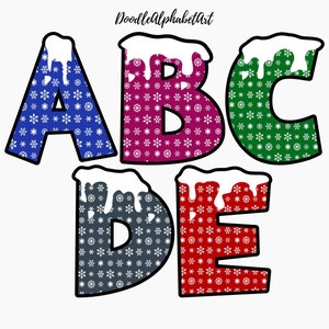 Winter Wonderland Alphabet Bundle: 5 Sets of Hand-drawn PNG Letters ...