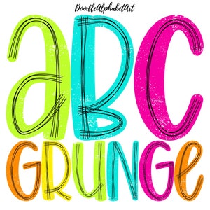 Vibrant Distressed Alphabet PNG Bundle for Creative Projects, Grunge ...