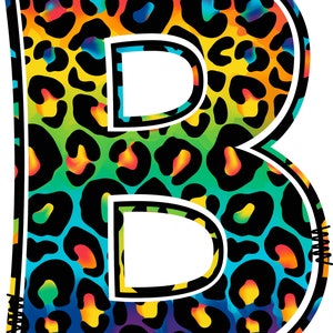 Rainbow Leopard Digital Alphabet Letters PNG Sublimation, Rainbow ...