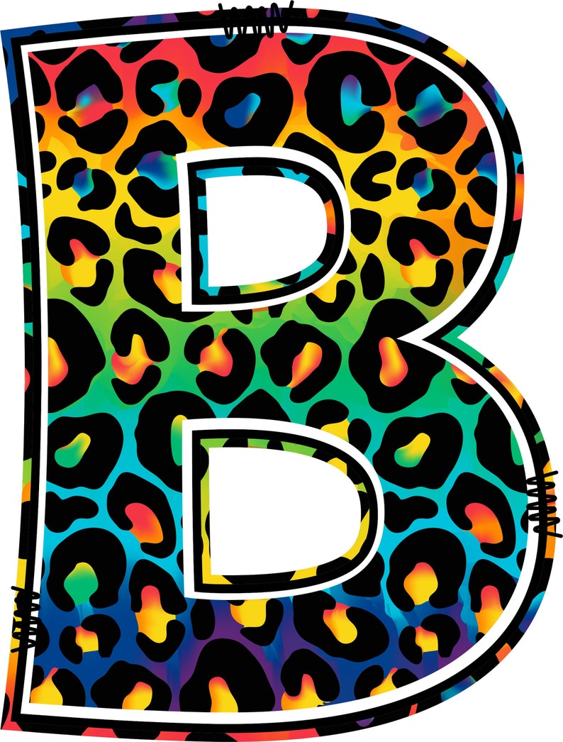 Rainbow Leopard Digital Alphabet Letters PNG Sublimation - Etsy