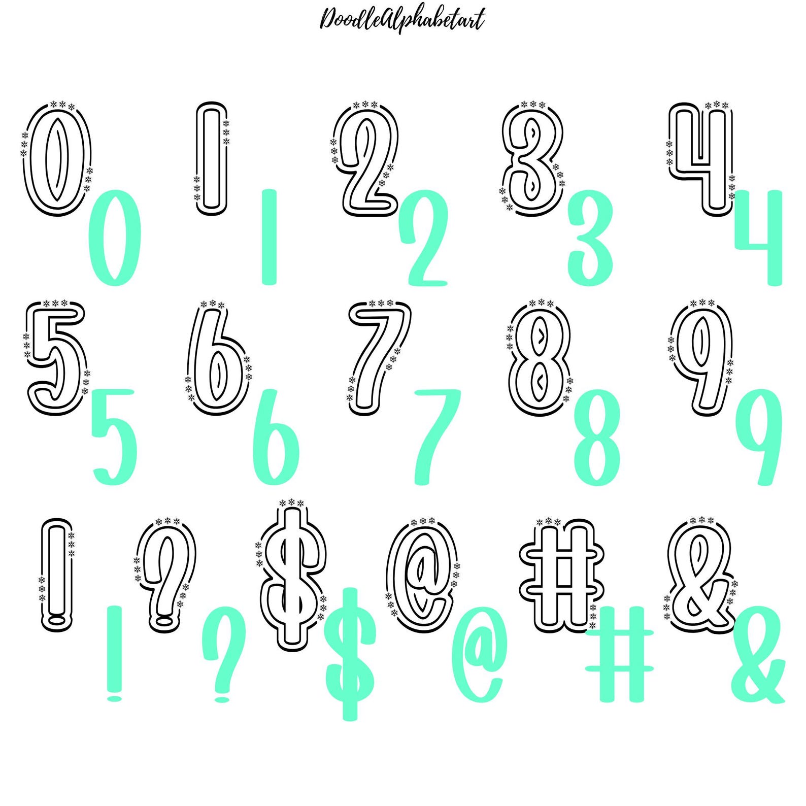 Winter Snowflake Doodle Alphabet SVG PNG | Outlined Layered Letters - Etsy