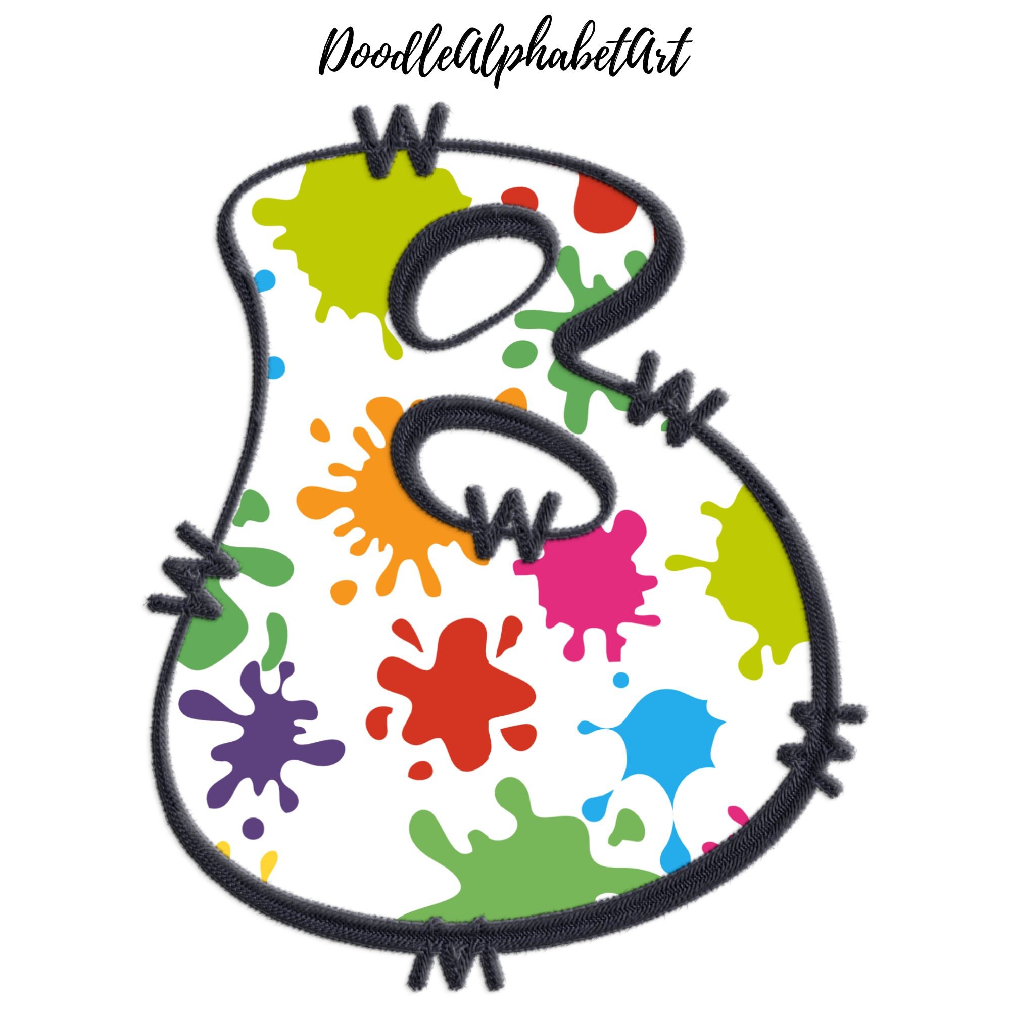Vintage Font Alphabet Letters PNG: Groovy Faux Embroidery (digital ...